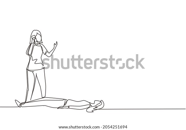 Continuous One Line Drawing Girl Calls Stock Vector (Royalty Free ...