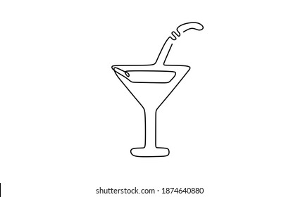 Continuous One Line Drawing Glass Martini Stock Vector (Royalty Free ...