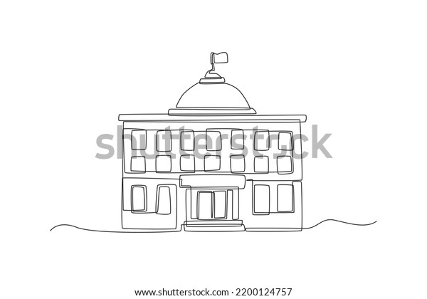 Continuous One Line Drawing Government Building Stock Vector (Royalty ...