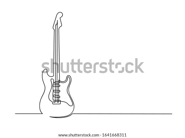 Continuous One Line Drawing Guitar Musical Stock Vector (Royalty Free ...