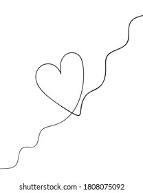 Continuous One Line Drawing Heart Wavy Stock Vector (Royalty Free ...