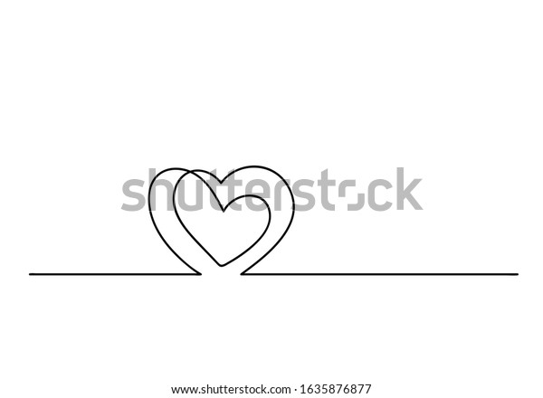 Continuous One Line Drawing Heart Shape 스톡 벡터(로열티 프리) 1635876877 ...