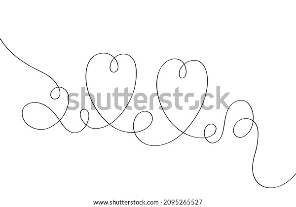 Continuous One Line Drawing Hearts Stock Vector (Royalty Free ...