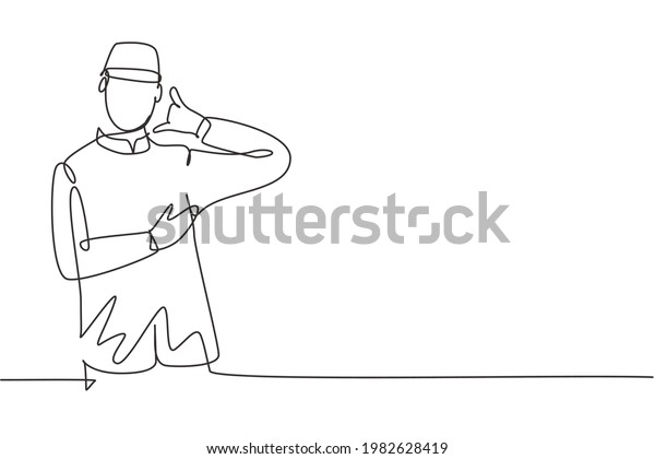 Continuous One Line Drawing Hotel Doorman Stock Vector (Royalty Free ...
