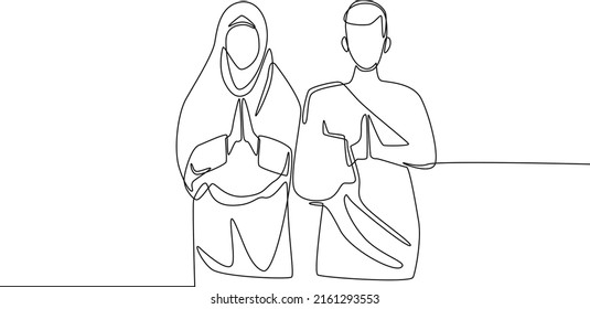 Continuous One Line Drawing Husband Wife Stock Vector (Royalty Free ...