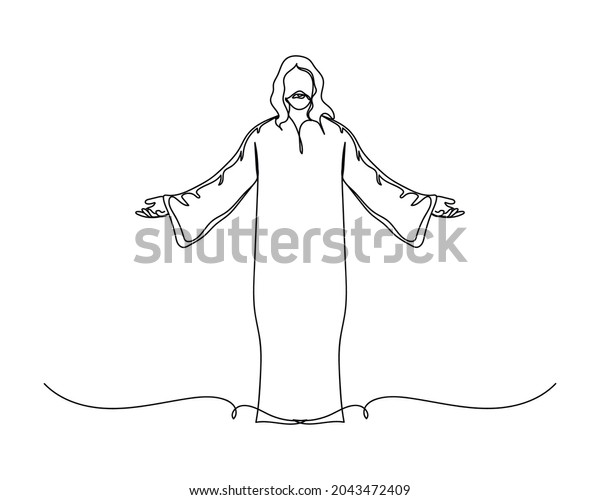 Continuous One Line Drawing Jesus Christ 库存矢量图（免版税）2043472409 ...