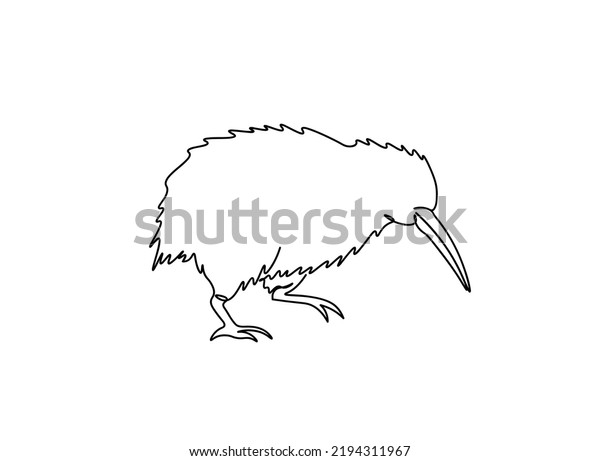 Continuous One Line Drawing Kiwi Bird Stock Vector (Royalty Free ...