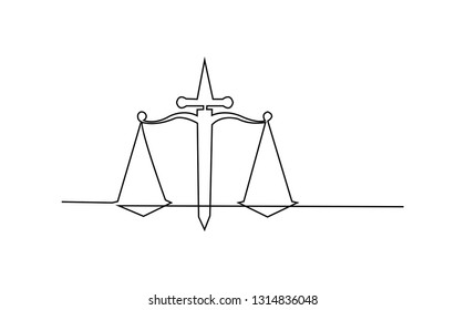 Continuous One Line Drawing Law Vector Stock Vector (Royalty Free ...