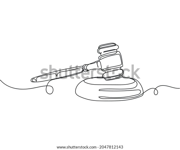 Continuous One Line Drawing Law Theme Stock Vector (Royalty Free ...