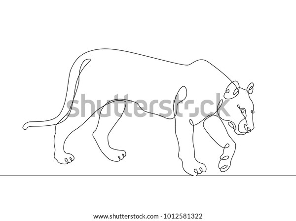 Continuous One Line Drawing Lioness Tiger Stock Vector (Royalty Free ...