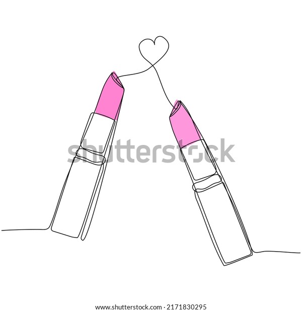 Continuous One Line Drawing Lipstick Vector Stock Vector (Royalty Free ...