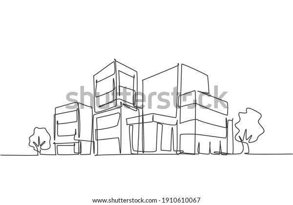 Continuous One Line Drawing Luxury Apartment: เวกเตอร์สต็อก (ปลอดค่า ...