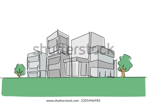 Continuous One Line Drawing Luxury Apartment Stock Vector (Royalty Free ...