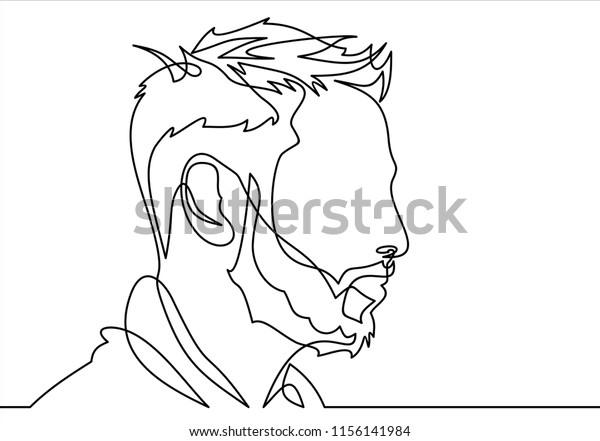 Continuous One Line Drawing Man Portrait Stock Vector (Royalty Free ...