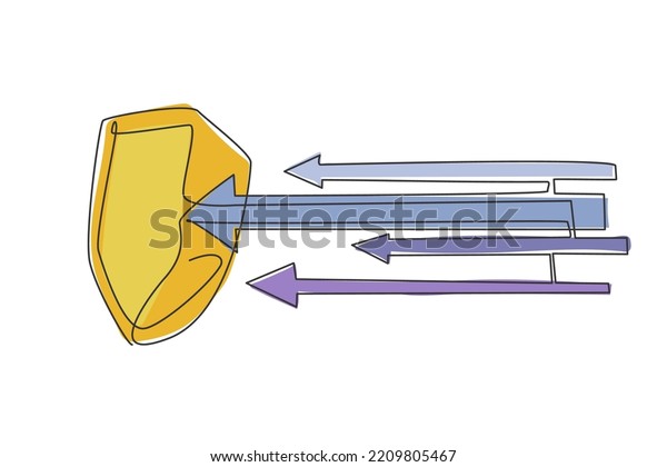Continuous One Line Drawing Metal Shield Stock Vector (Royalty Free ...