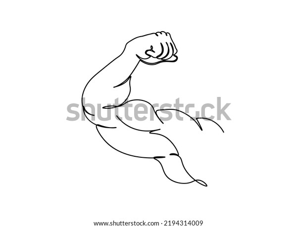 Continuous One Line Drawing Muscular Arm Stock Vector (Royalty Free ...