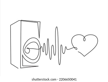 Continuous One Line Drawing Music Column Stock Vector (Royalty Free ...