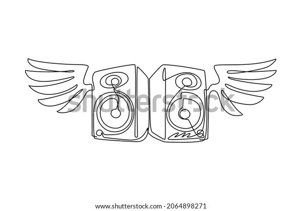 Continuous One Line Drawing Music System: vetor stock (livre de ...