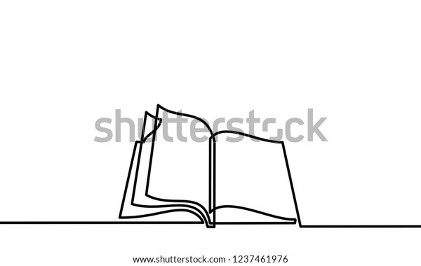 Continuous One Line Drawing Opened Book Stock Vector Royalty Free