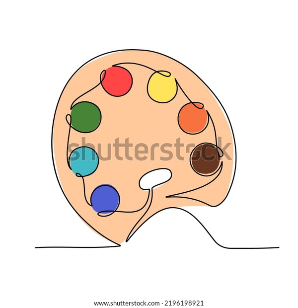 Continuous One Line Drawing Painting Palette Stock Vector (Royalty Free ...