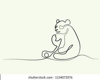 Continuous One Line Drawing Panda Bear Stock Vector (Royalty Free ...