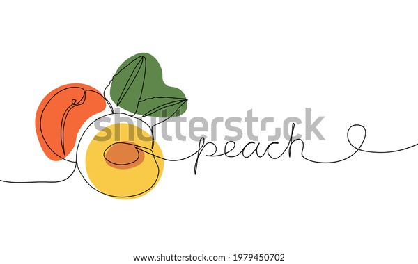 Continuous One Line Drawing Peach Vector Stock Vector (Royalty Free ...