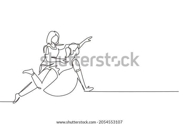 Continuous One Line Drawing Physiotherapy Rehabilitation Stock Vector ...