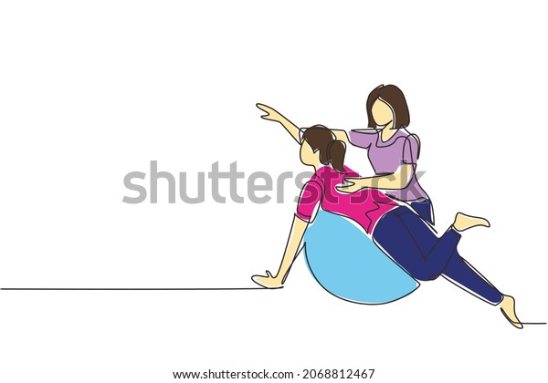 Continuous One Line Drawing Physiotherapy Rehabilitation Stock Vector ...