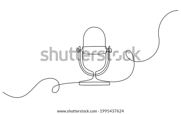 Continuous One Line Drawing Podcast Microphone Stock Vector (Royalty ...