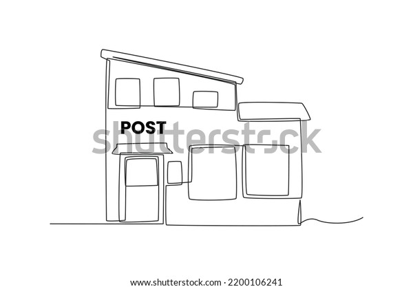 Continuous One Line Drawing Post Office Stock Vector (Royalty Free ...