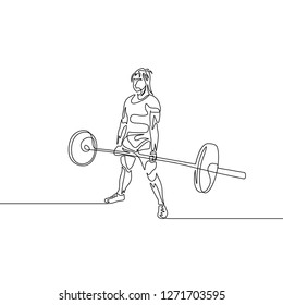Continuous One Line Drawing Powerlifter Perform Stock Vector (Royalty ...