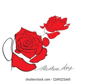 Continuous One Line Drawing Red Rose Stock Vector (Royalty Free) 1269221665