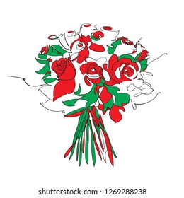 Continuous One Line Drawing Red Rose Stock Vector (Royalty Free ...