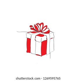 Vektor Stok Continuous One Line Drawing Red White (Tanpa Royalti ...