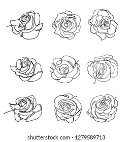 Continuous One Line Drawing Red Rose Stock Vector (Royalty Free ...