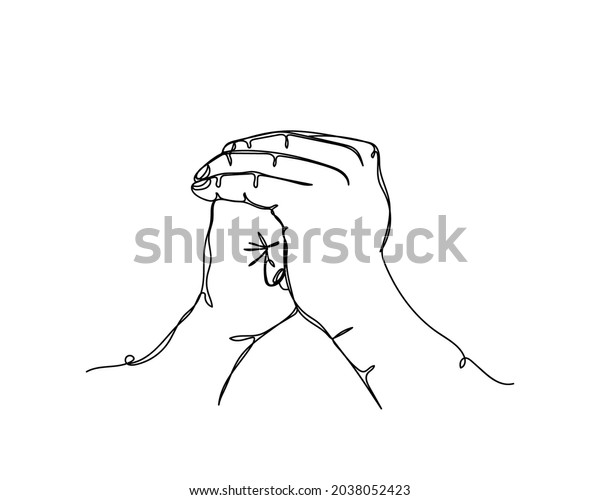Continuous One Line Drawing Religious Hands Stock Vector (Royalty Free ...