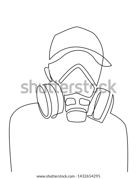 Continuous One Line Drawing Respirator Mask 库存矢量图（免版税）1432654295 ...