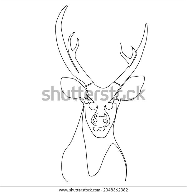 Continuous One Line Drawing Sambar Deer Stock Vector (Royalty Free ...