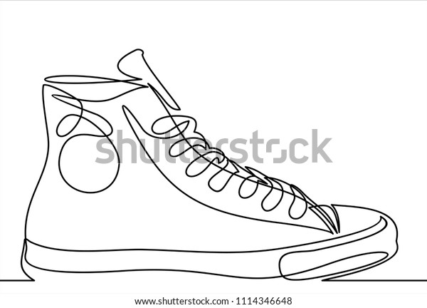 Continuous One Line Drawing Sneakers Stock Vector (Royalty Free) 1114346648