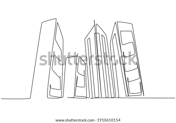 Continuous One Line Drawing Tall Skyscraper: เวกเตอร์สต็อก (ปลอดค่า ...