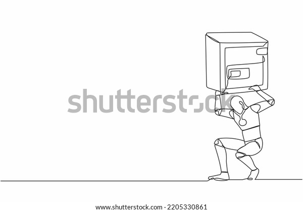 Continuous One Line Drawing Tired Robot Stock Vector (Royalty Free ...