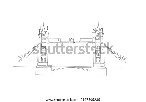 Continuous One Line Drawing Tower Bridge Stock Vector (Royalty Free ...