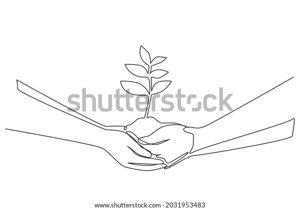 Continuous One Line Drawing Two Hands Stock Vector (Royalty Free ...