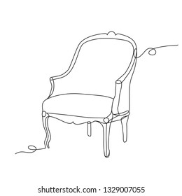 Continuous One Line Drawing Vintage Chair Stock Vector (Royalty Free ...