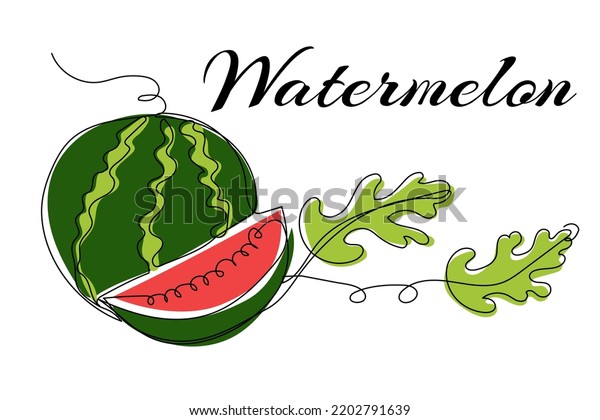 Continuous One Line Drawing Watermelon Modern Stock Vector (Royalty ...
