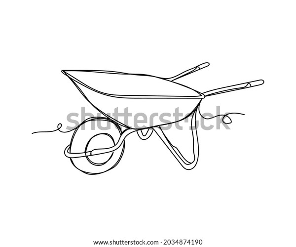 Continuous One Line Drawing Wheelbarrow Icon Stock Vector (Royalty Free ...