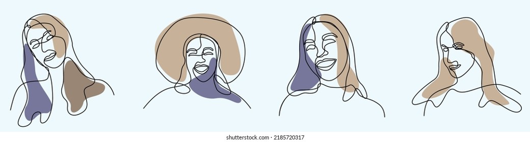 Continuous One Line Hand Drawing Woman Stock Vector (Royalty Free ...