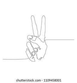 Continuous One Line Peace Victory Sign Stock Vector (Royalty Free ...