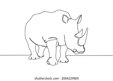 Continuous One Line Rhino Silhouette On Stock Vector (Royalty Free ...