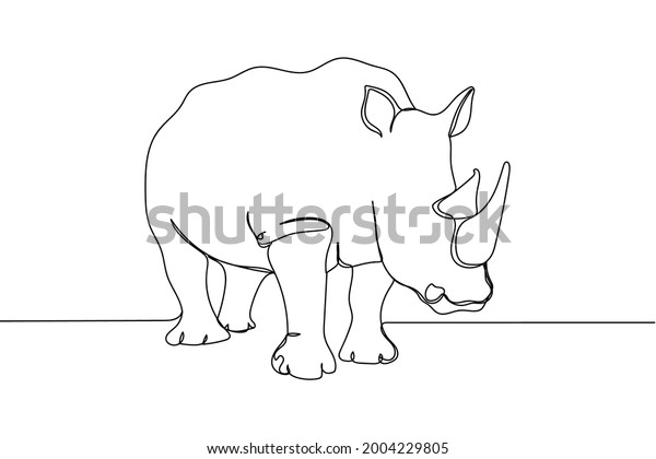 Continuous One Line Rhino Silhouette On Stock Vector (Royalty Free ...